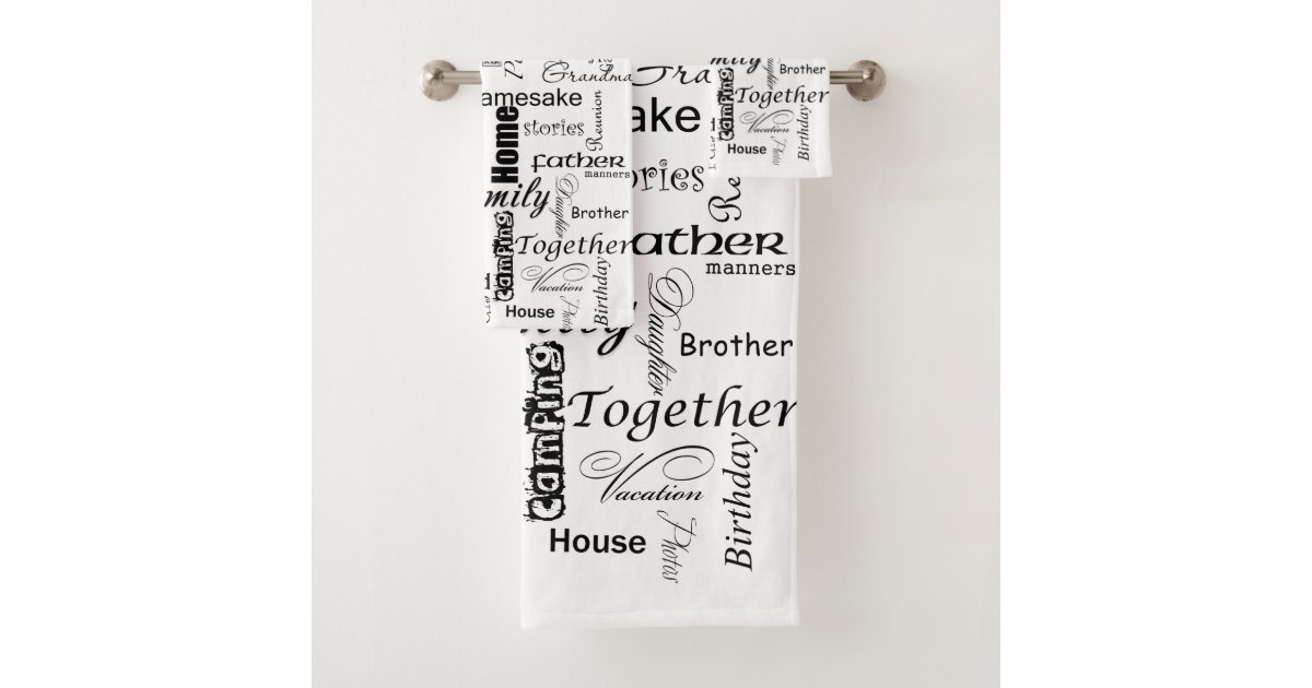 Family word collage bath towel set | Zazzle