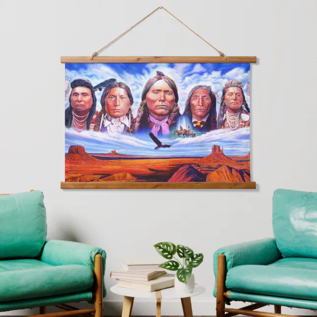 Famous Indian Chiefs Painting Native Americans Hanging Tapestry | Zazzle