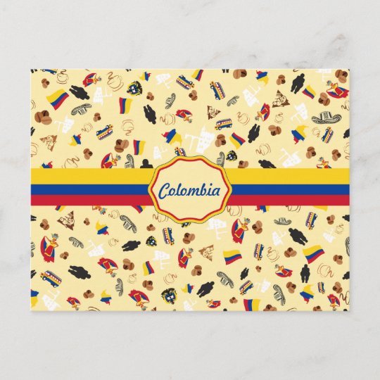 Famous Items of Colombia with flag Postcard | Zazzle.com