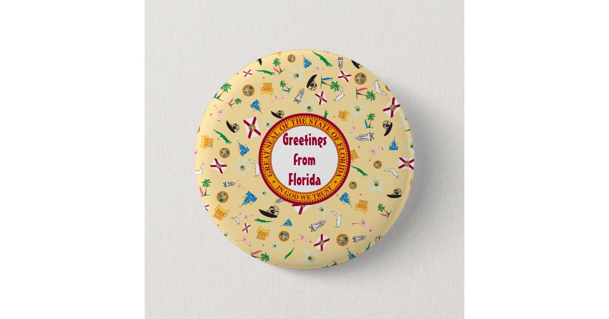 Famous Items of Florida- the sunshine state Pinback Button | Zazzle