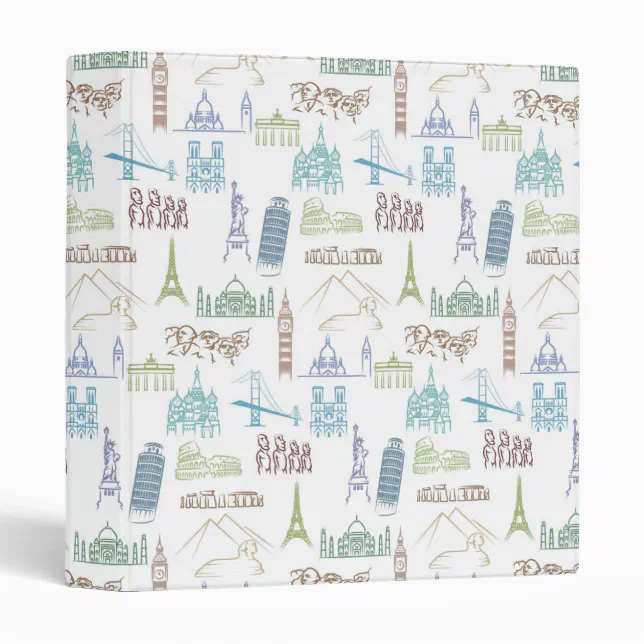 Famous Landmarks Pattern 3 Ring Binder | Zazzle