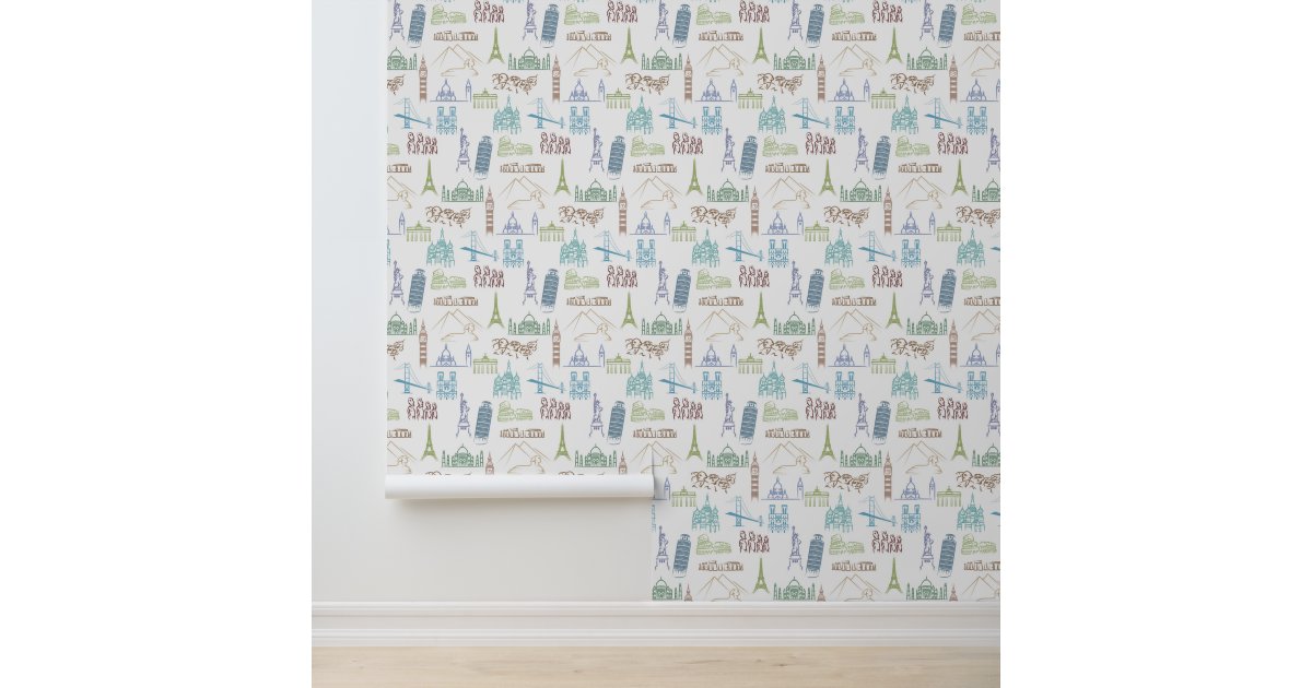 Famous Landmarks Pattern Wallpaper | Zazzle