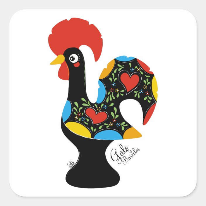 Famous Rooster of Barcelos Nr 09 Square Sticker | Zazzle.com