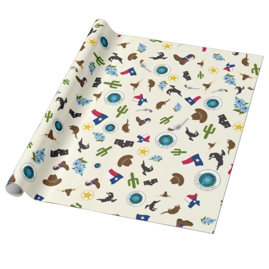 Famous Texas items- the lone star state Wrapping Paper | Zazzle.com