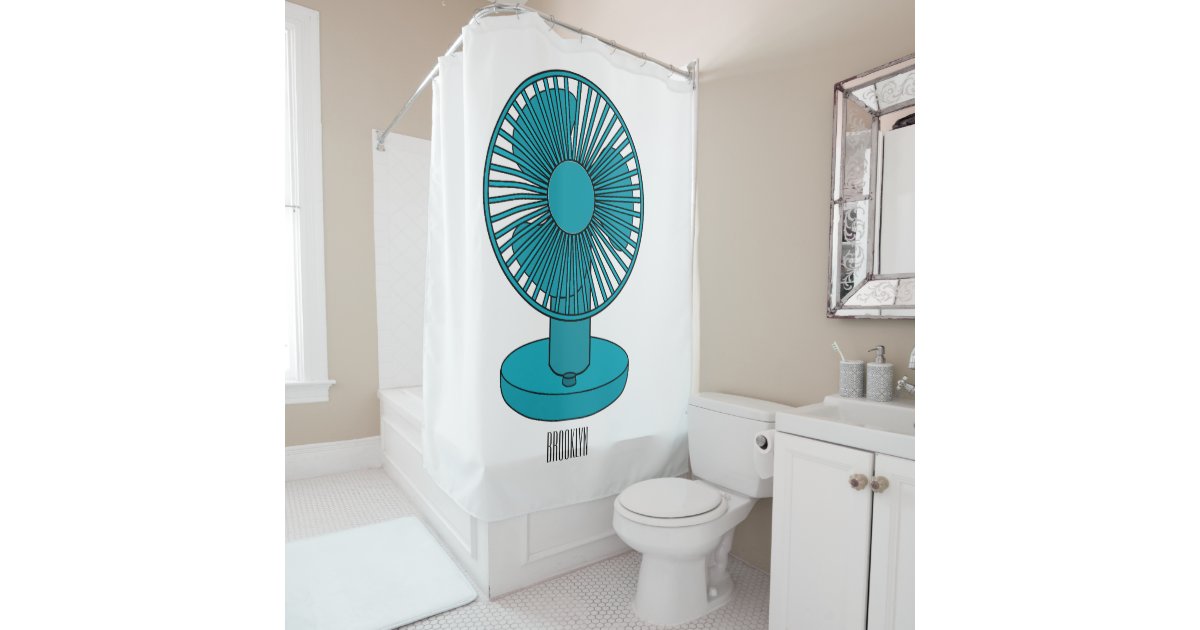 Fan cartoon illustration shower curtain | Zazzle