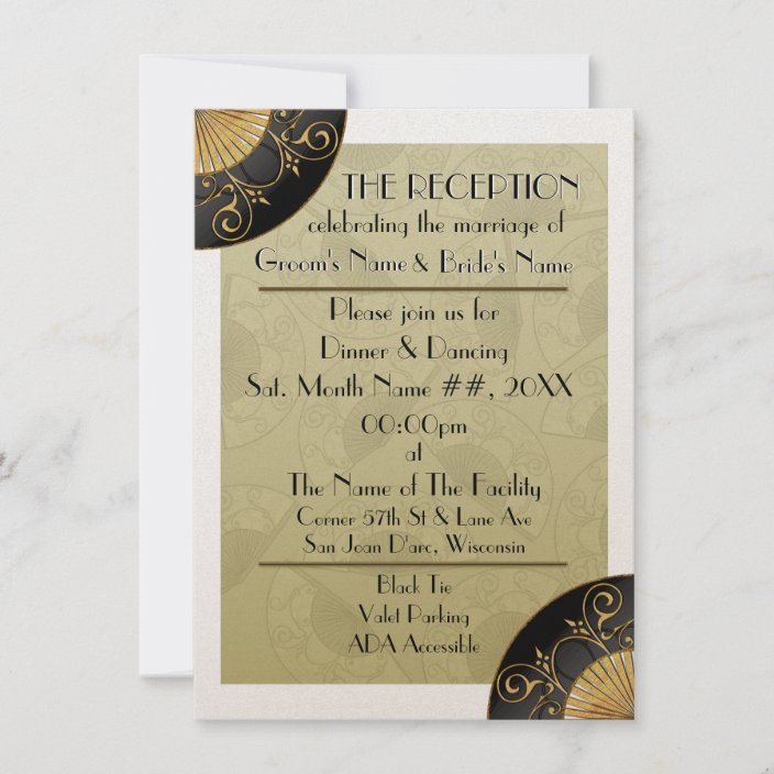 Fan Elegant (Moss) - Personalized Reception Invite | Zazzle.com