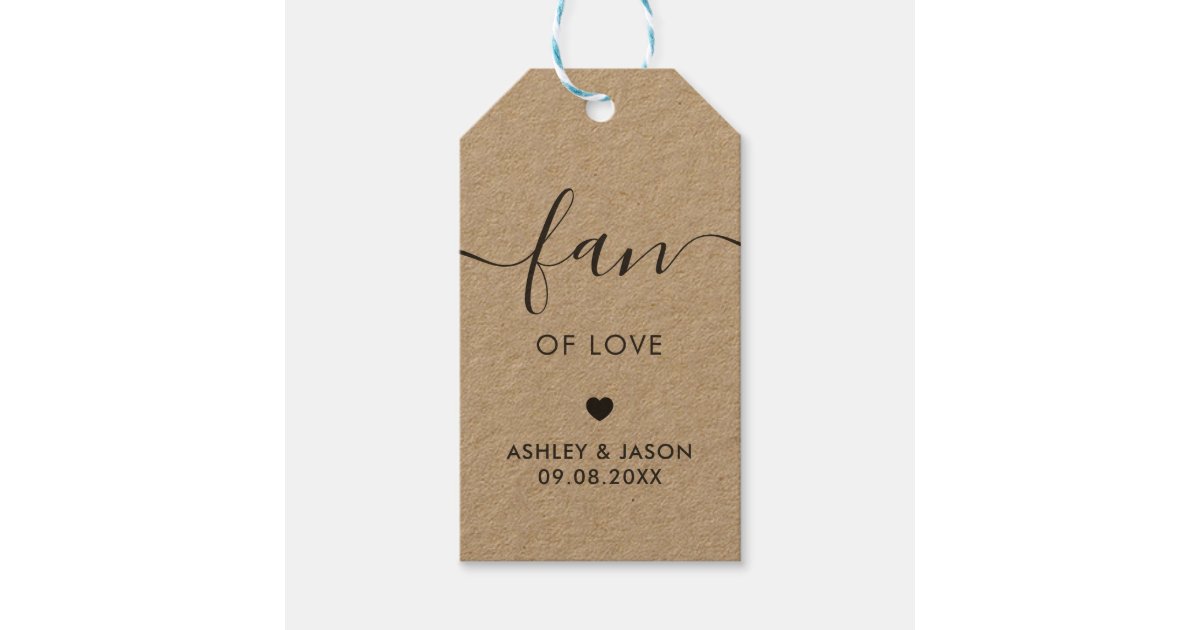 Fan of Love, Hand Fan Favor, Wedding Gift Tags | Zazzle