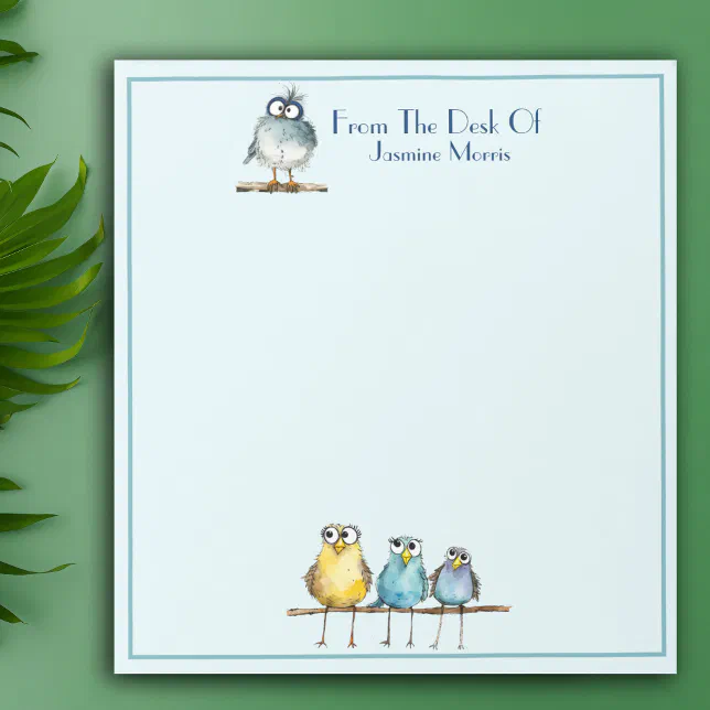 Fanciful Birds On A Limb Name Personalized Notepad | Zazzle