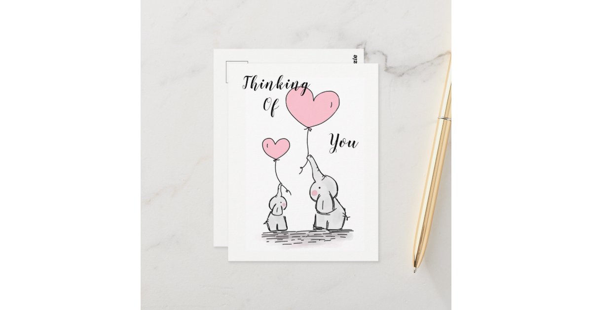 Fanciful Elephants "Thinking Of You" Postcard | Zazzle