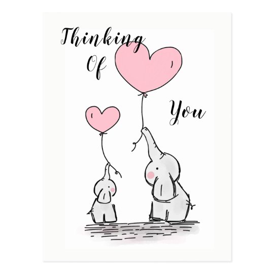 Fanciful Elephants "Thinking Of You" Postcard | Zazzle.com
