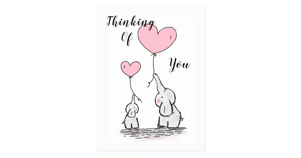 Fanciful Elephants "Thinking Of You" Postcard | Zazzle.com