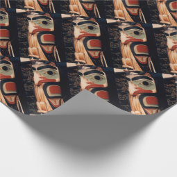 Fancy Alaska Wood Carved Totem Pole Designed Wrapping Paper | Zazzle