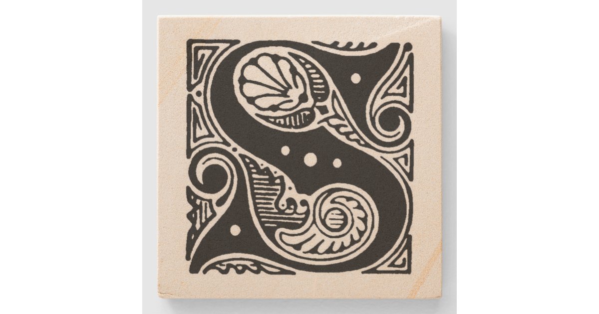 Fancy Block Letter ‘S’ Monogram Stone Coaster | Zazzle