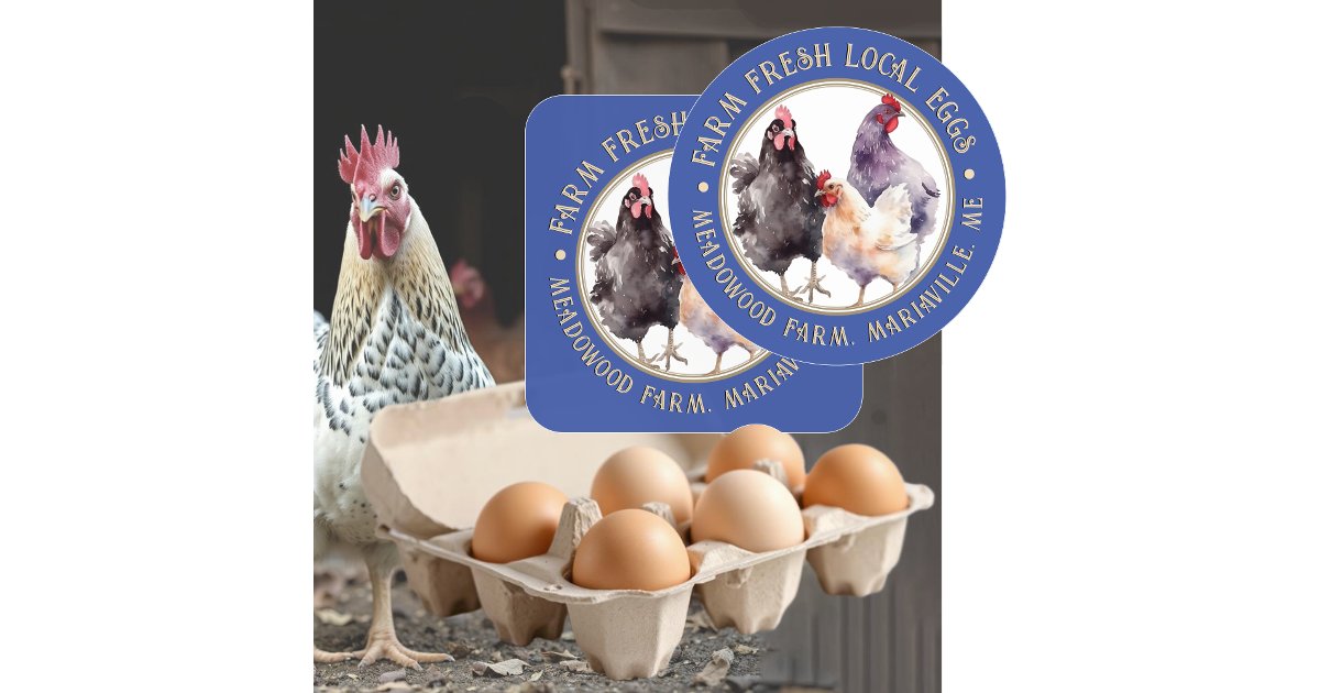Fancy Blue Egg Carton Label Farm Fresh Eggs | Zazzle