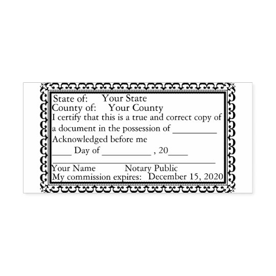 Fancy Border Notary Public Copy Stamp | Zazzle.com