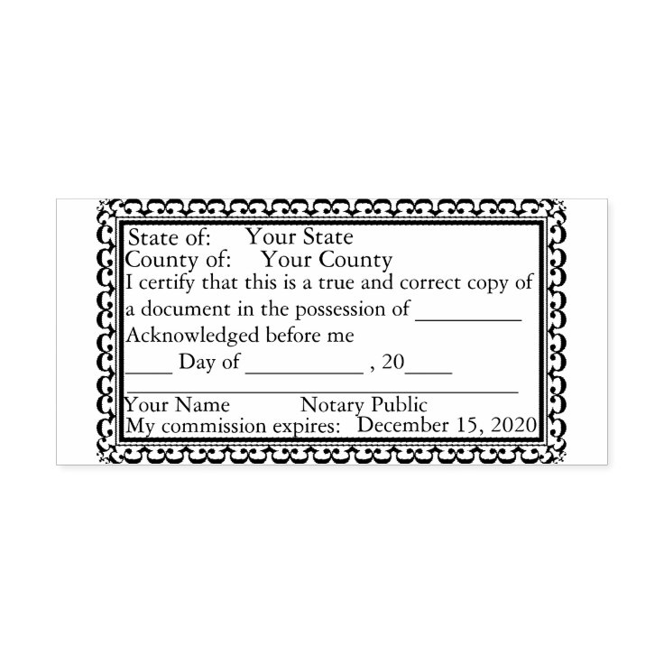Fancy Border Notary Public Copy Stamp | Zazzle