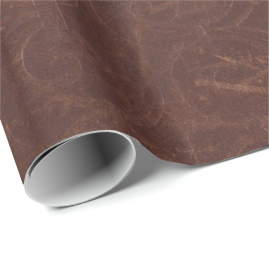 Fancy Brown Swirl Faux Leather Wrapping Paper | Zazzle.com
