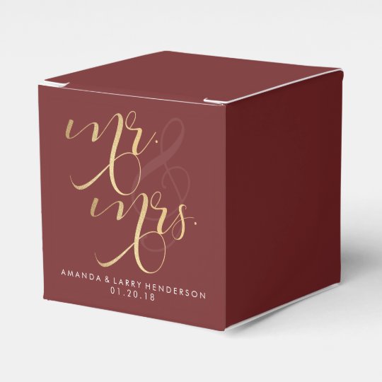 Fancy Burgundy & Gold Wedding Favor Box | Zazzle.com