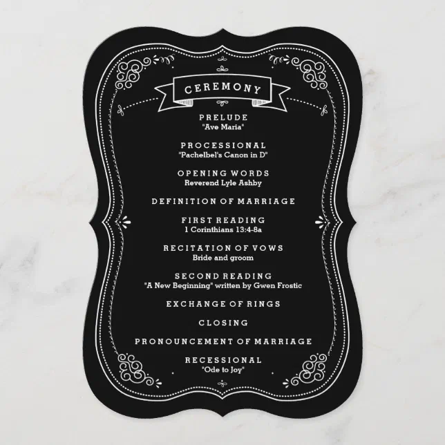 Fancy Chalkboard Vintage Wedding Program | Zazzle