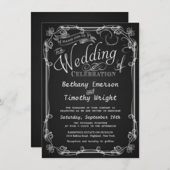 Fancy Chalkboard Wedding Invitations | Zazzle