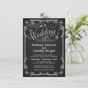 Fancy Chalkboard Wedding Invitations | Zazzle