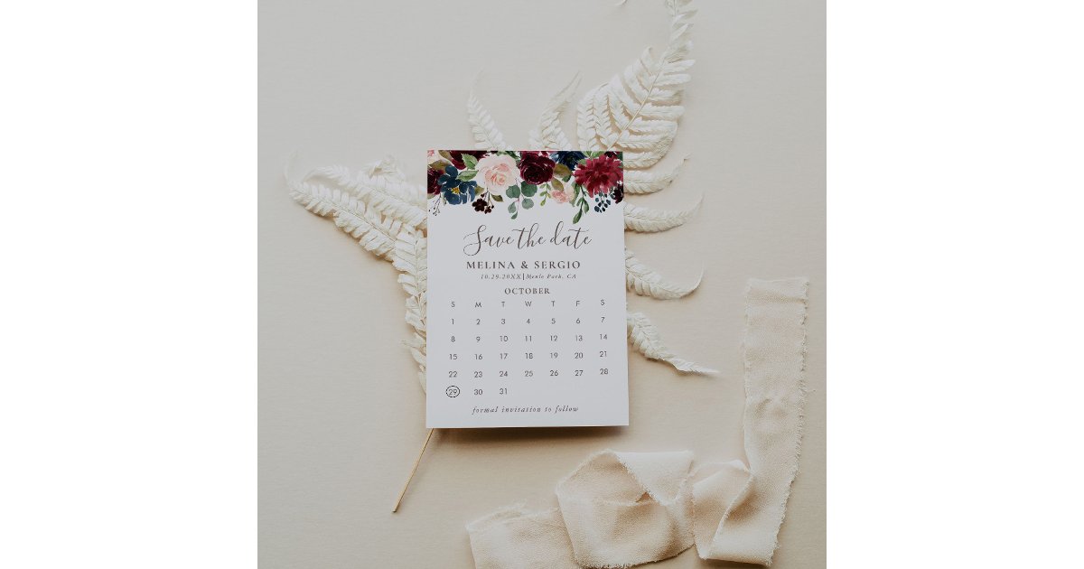 Fancy Classic Flowers Save the Date Calendar | Zazzle