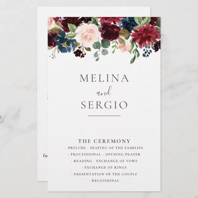 Fancy Classic Flowers Wedding program | Zazzle