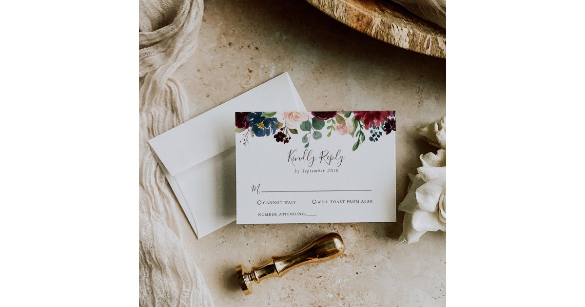 Fancy Classic Flowers Wedding RSVP Card | Zazzle