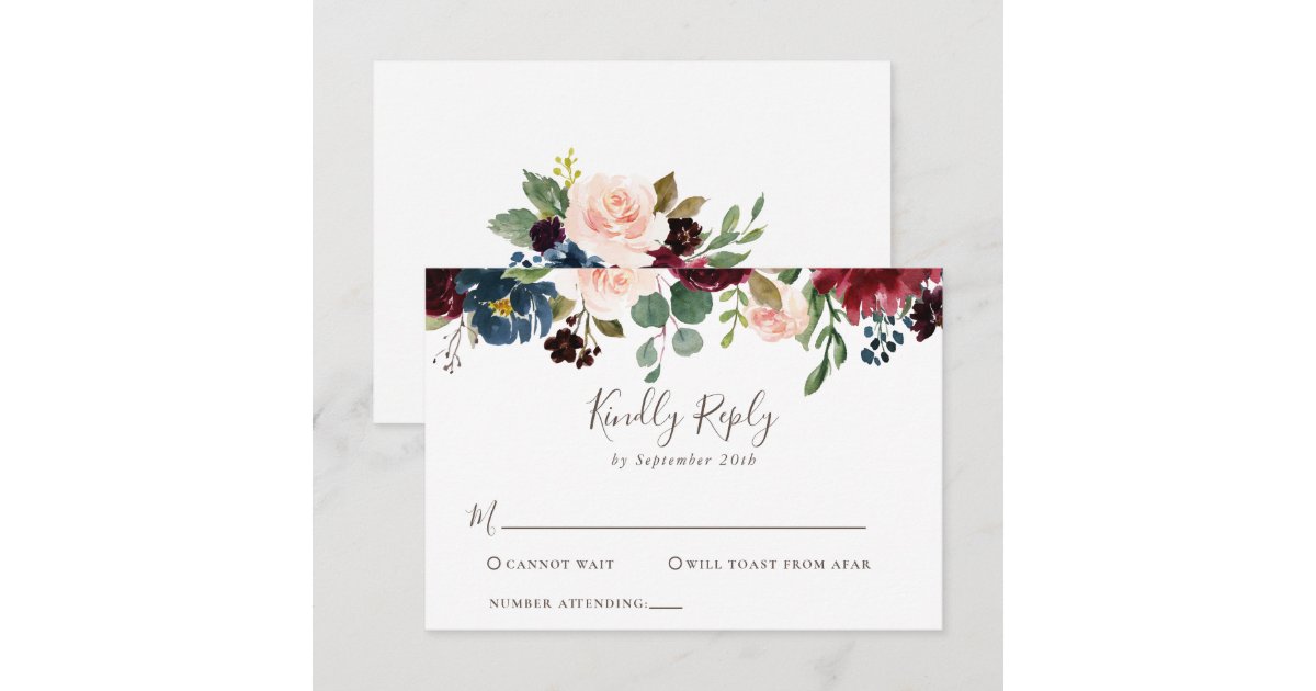 Fancy Classic Flowers Wedding RSVP Card | Zazzle
