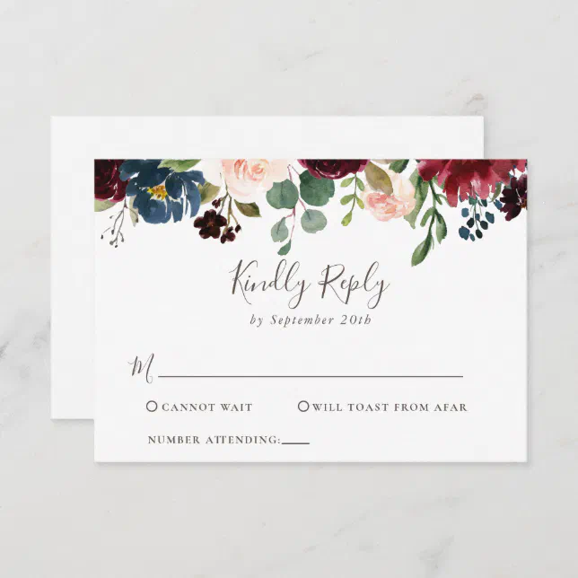 Fancy Classic Flowers Wedding RSVP Card | Zazzle