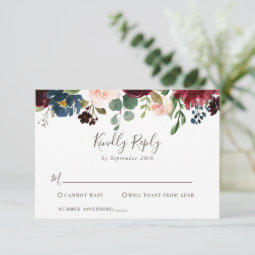 Fancy Classic Flowers Wedding RSVP Card | Zazzle