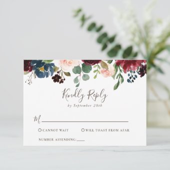 Fancy Classic Flowers Wedding RSVP Card | Zazzle