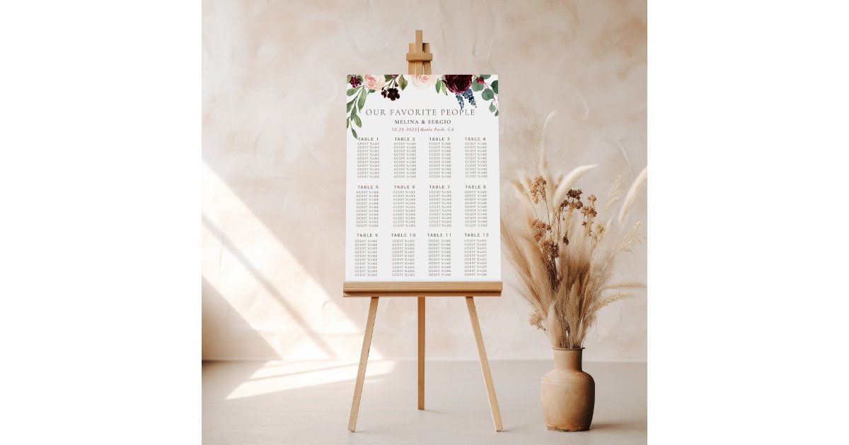 Fancy Classic Wedding Seating Chart Foam Board | Zazzle