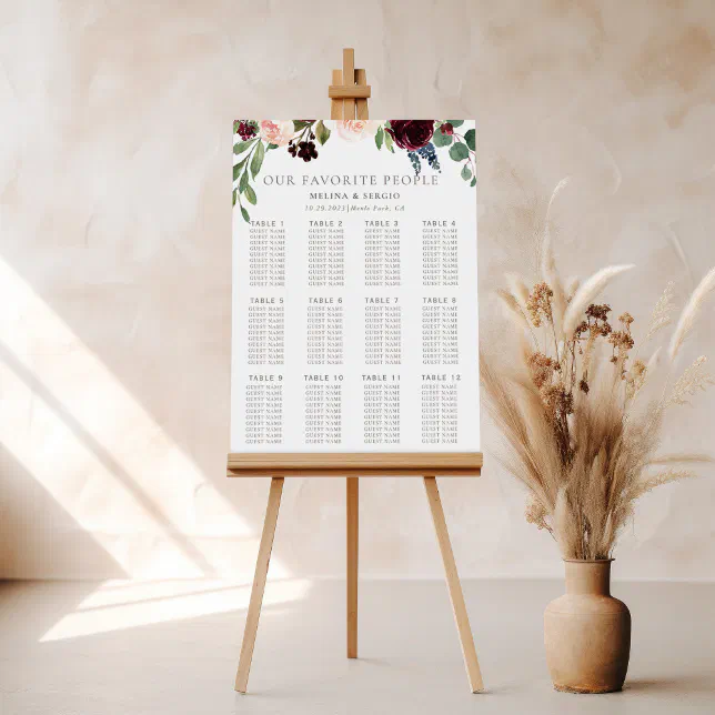 Fancy Classic Wedding Seating Chart Foam Board | Zazzle