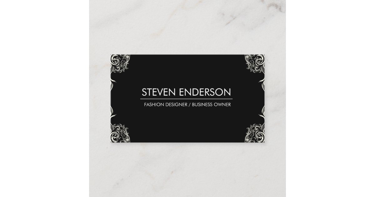 Fancy Corners Fashion Designer Business Card | Zazzle