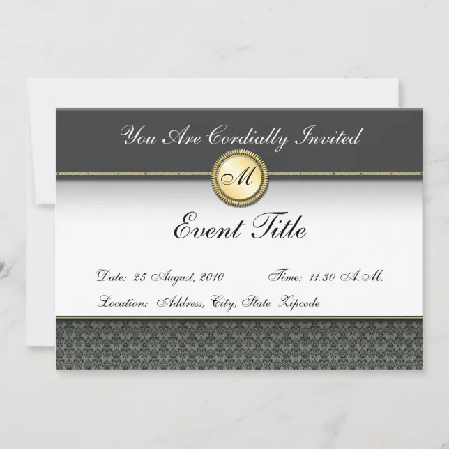 Fancy Custom Monogram Formal Invitation | Zazzle