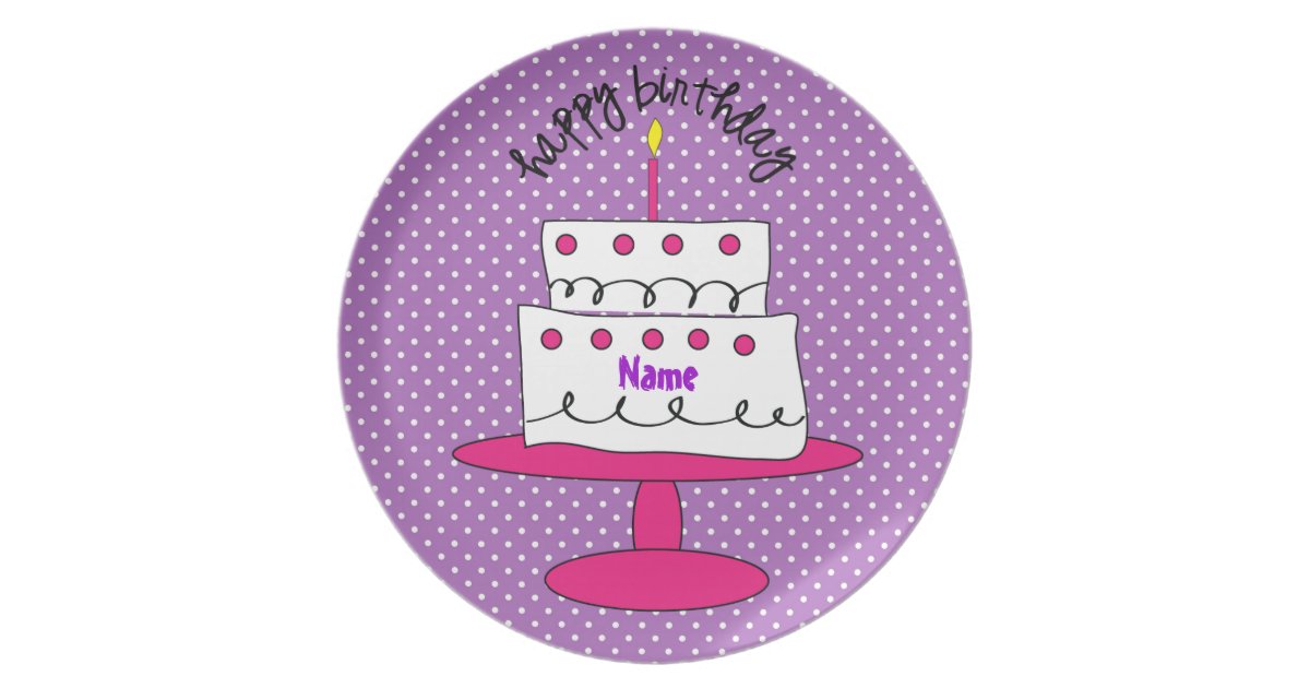 Fancy Custom Polka Dot Birthday Plate for Girls | Zazzle