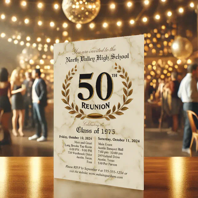 Fancy Elegant 50th High School Reunion 2 Days Invitation Zazzle