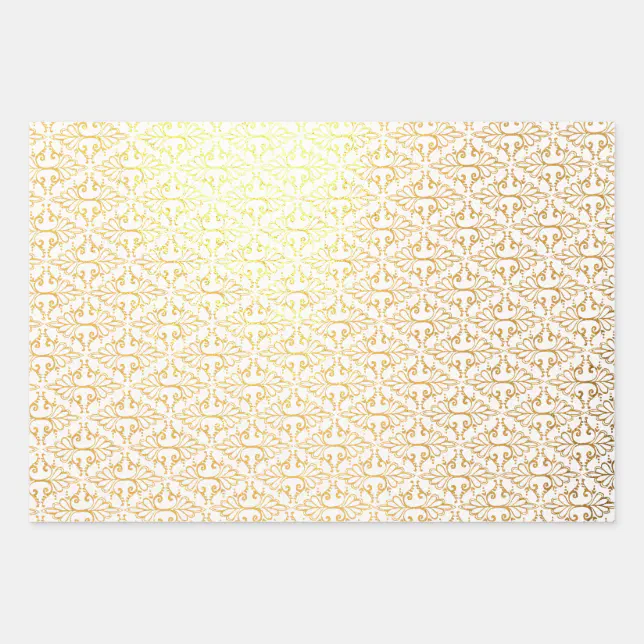 Fancy Elegant Foil Damask Design With Scrolls Foil Wrapping Paper ...