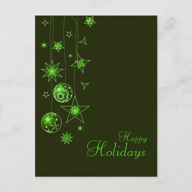 Fancy Elegant Green Christmas Decorations Holiday Postcard | Zazzle