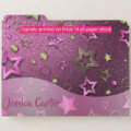 Fancy Elegant Shiny Blue Gold Pink Metallic Stars File Folder | Zazzle