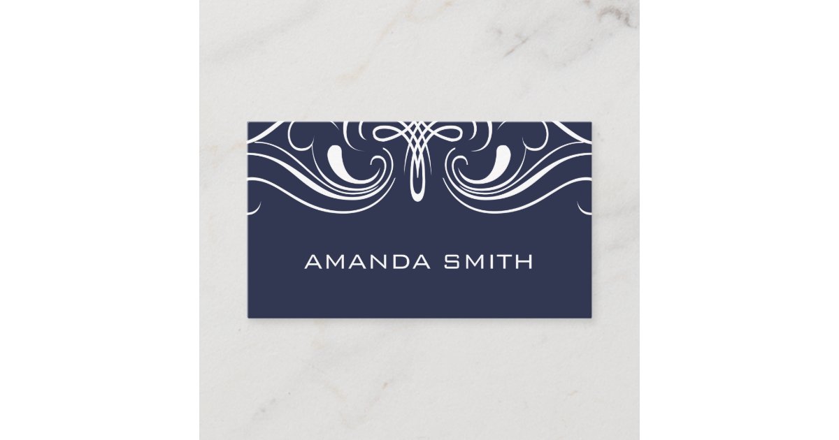 Fancy Elements Simple Blue Business Card | Zazzle