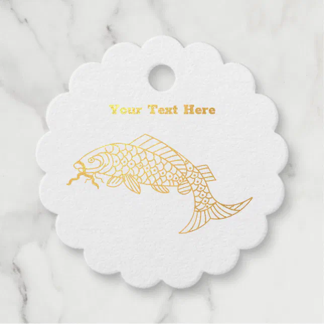 Fancy Fantasy Fish Ornate Scales Gold Foil Foil Favor Tags | Zazzle