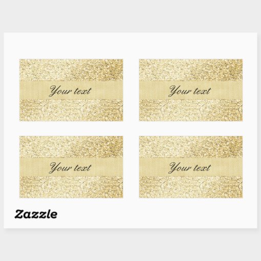 Fancy Faux Gold Glitter Personalized Rectangular Sticker | Zazzle