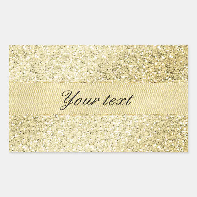 Fancy Faux Gold Glitter Personalized Rectangular Sticker | Zazzle