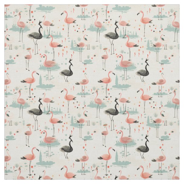 Flamingo Print Fabric | Zazzle