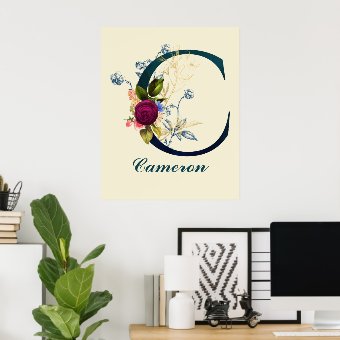Fancy Floral Letter 'C' Poster | Zazzle