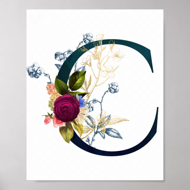 Fancy Floral Letter 'C' Poster | Zazzle