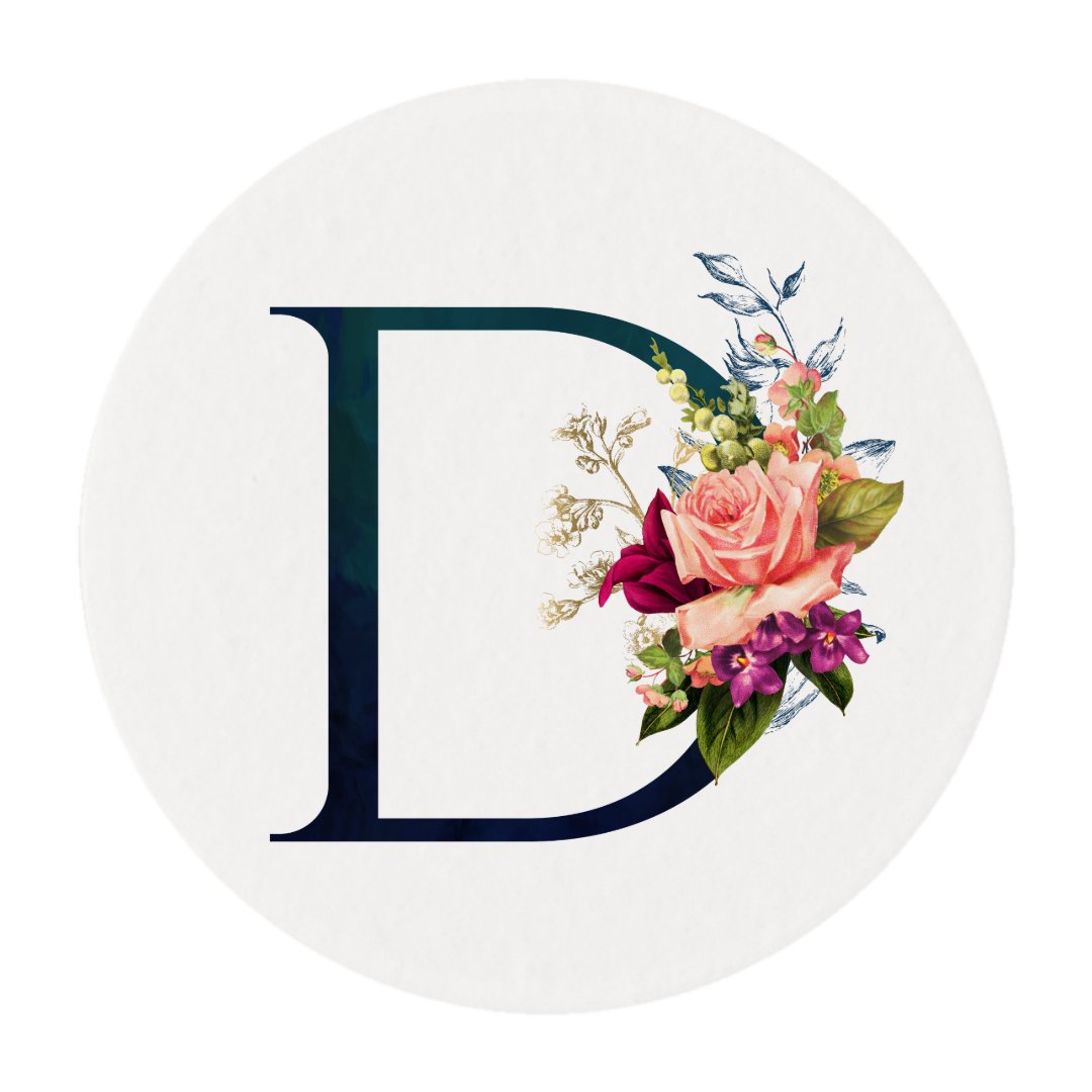 Fancy Floral Monogram Letter D Edible Frosting Rounds | Zazzle