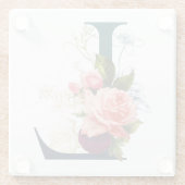 Fancy Floral Monogram Letter L Glass Coaster | Zazzle